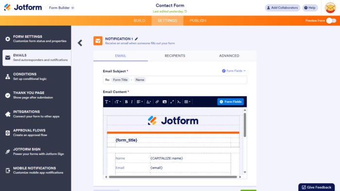 How to Edit Notification and Autoresponder Emails