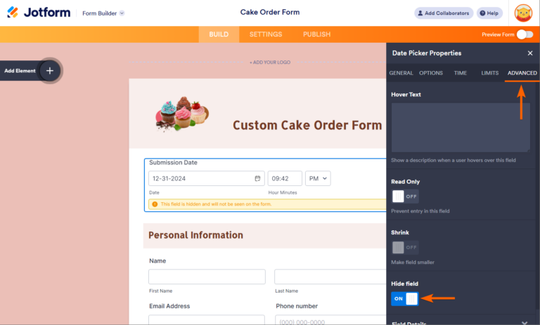 How to Hide Form Elements