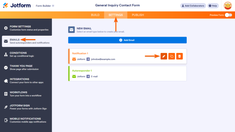 How to Edit Notification and Autoresponder Emails