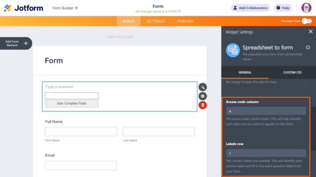 How to Use the Spreadsheet to Form Widget