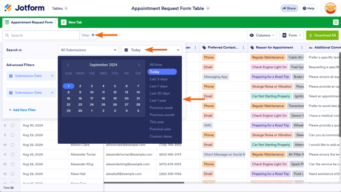 How to Search Submissions in Jotform Tables