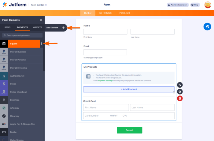 How to Integrate Square With Jotform
