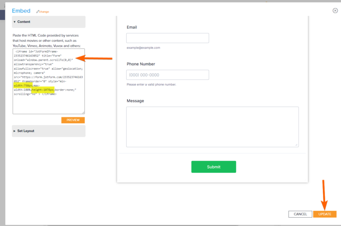 How to Embed a Form to Zenfolio Classic