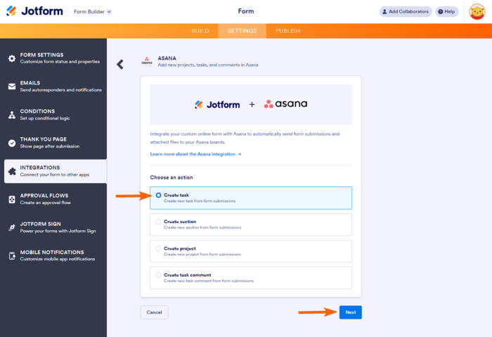 Create Tasks in Asana with Jotform Submissions