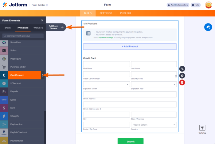 How to Integrate CardConnect With Jotform