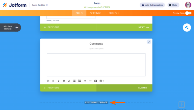 How to Change Your Card Form's Thank You Page