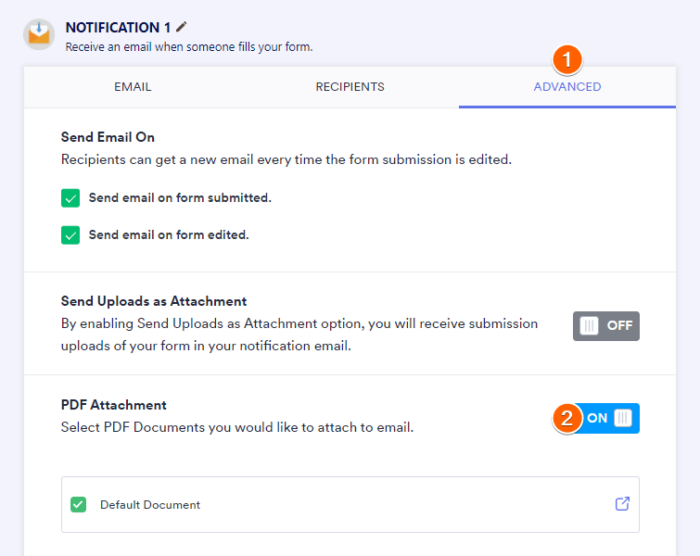 How to Include Submissions as PDF Attachment in the Email Notifications