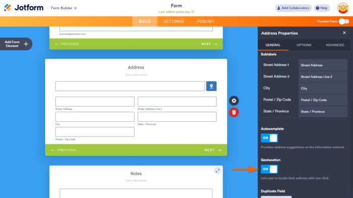 How to Enable Geolocation in Jotform Cards