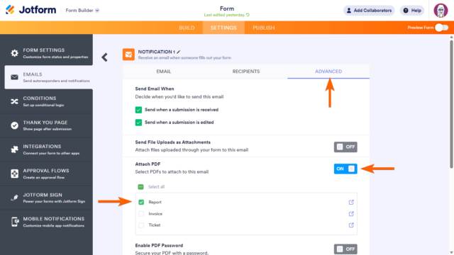 How to Attach Submissions as PDFs to Email Notifications