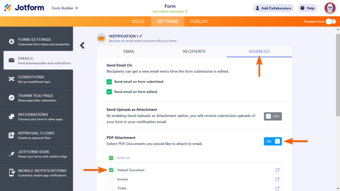 How to Attach Submissions as PDFs in Email Notifications