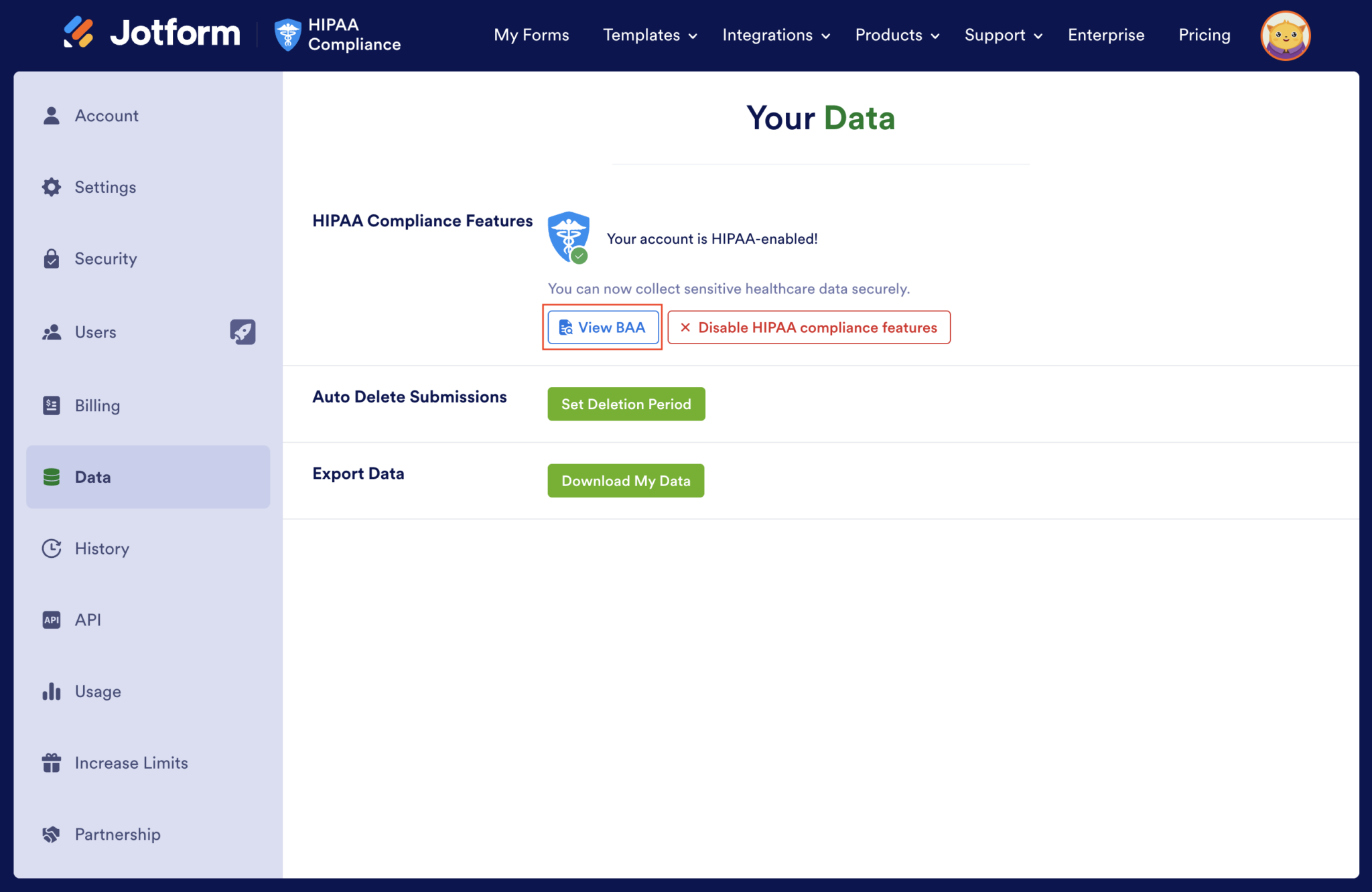 How to Receive the BAA for Your HIPAA Account