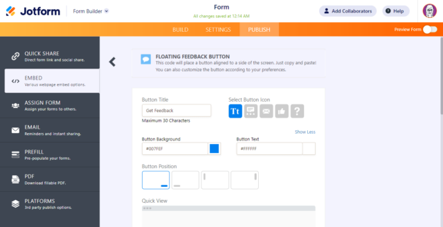 How to Embed a Card Form as a Floating Feedback Button?