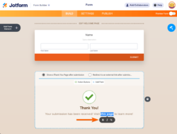 How to Customize or Hyperlink a Text on the Thank You Page of Jotform Cards