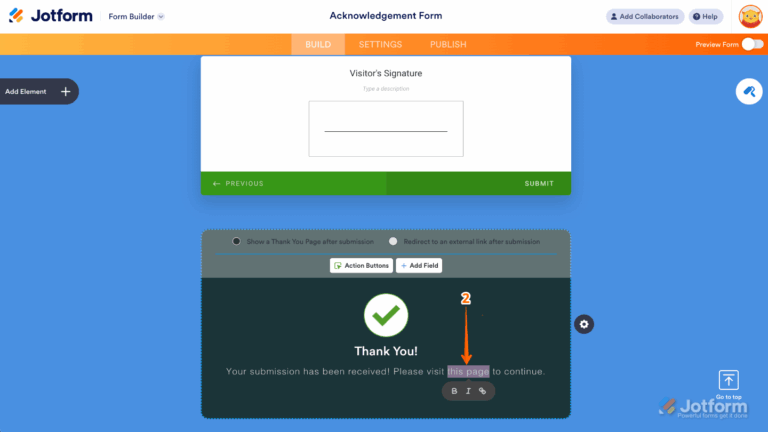 How to Customize or Hyperlink a Sub-Header on the Jotform Card Thank ...