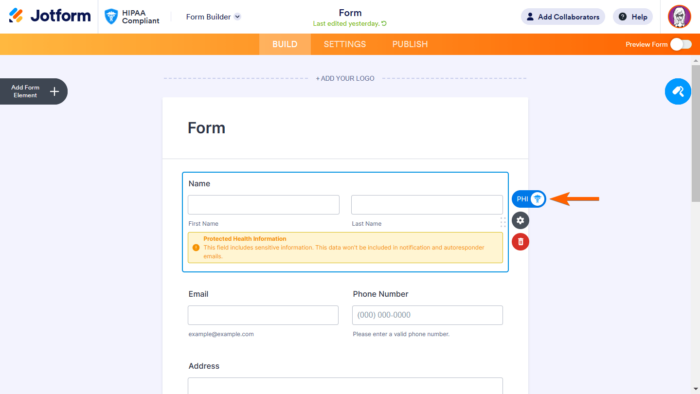 How to Set HIPAA PHI Fields on Your Forms