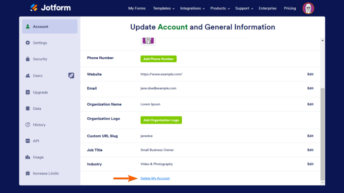 How to Delete Your Jotform Account