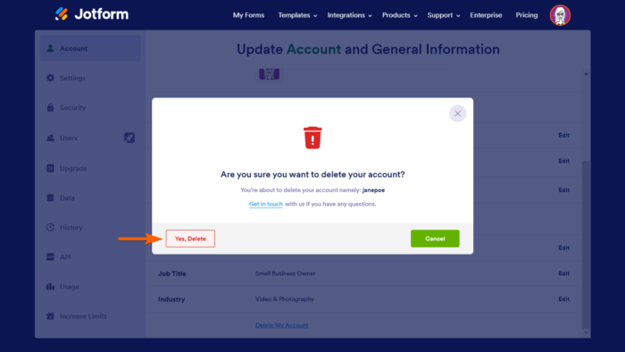 How to Delete Your Jotform Account