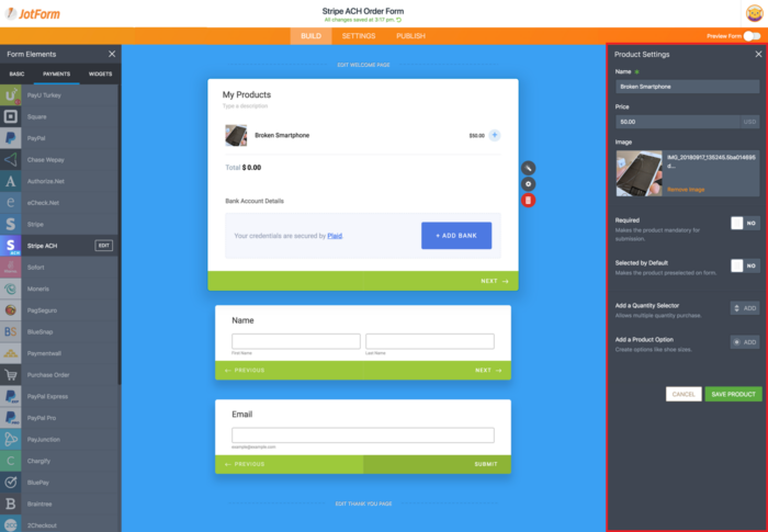 New Integration: Use Stripe ACH for Direct Bank Payments | The Jotform Blog