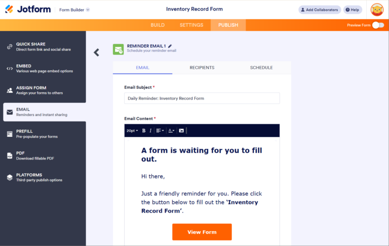 How to Set Reminder Emails for Your Forms