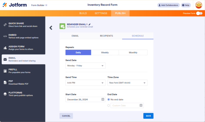 How to Set Reminder Emails for Your Forms