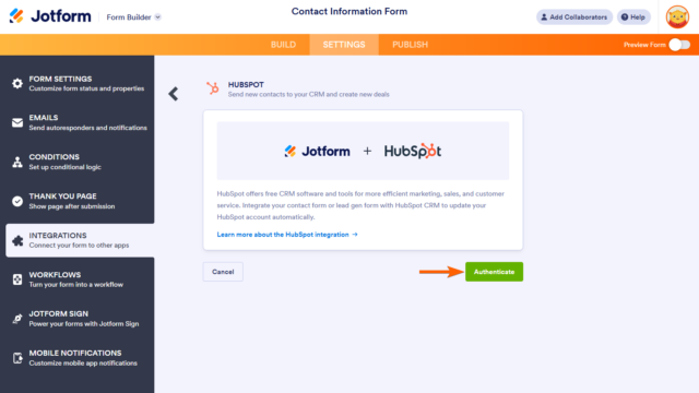How To Integrate Jotform With Hubspot Crm