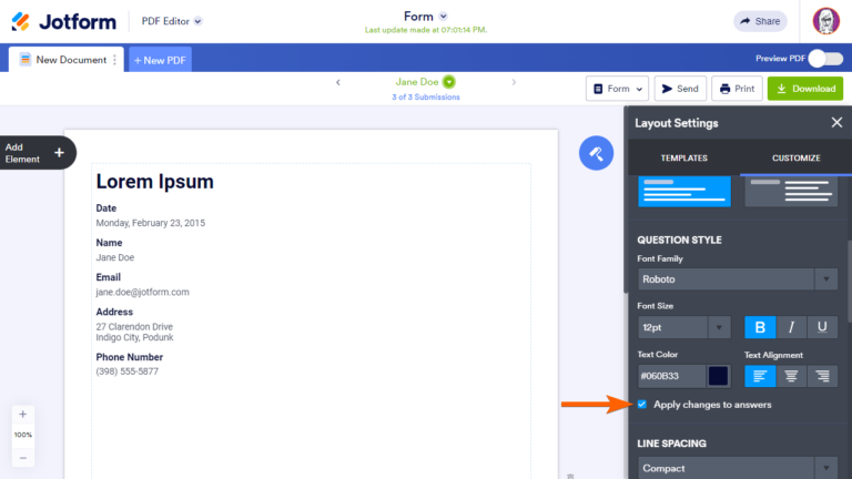 Applying Form Submission Data into a PDF Document