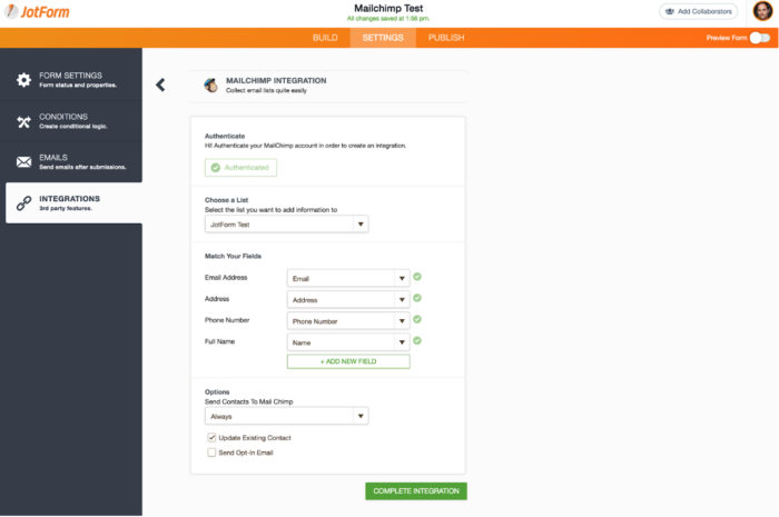 Updated Mailchimp integration does more than just build email lists | The Jotform Blog