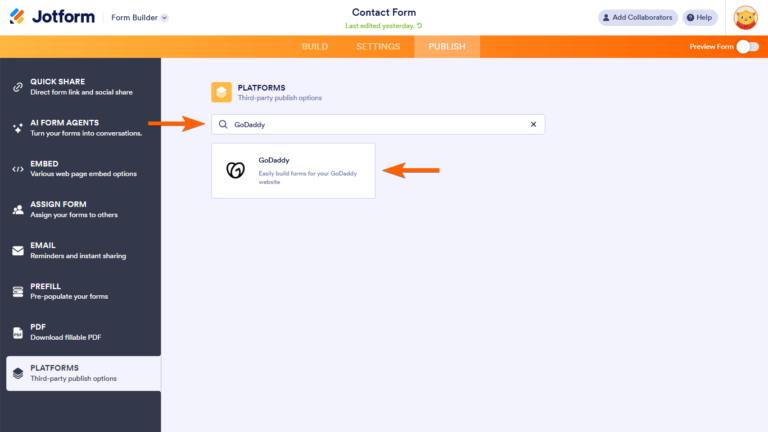 Adding a Form to GoDaddy