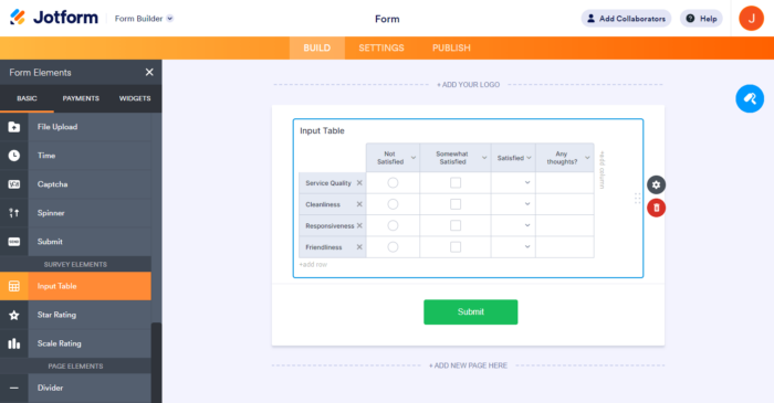 How to Set Different Input Types in an Input Table