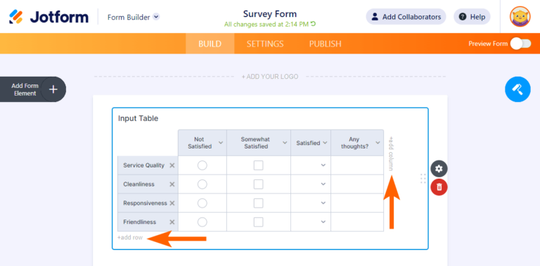 How to Set Different Input Types in an Input Table