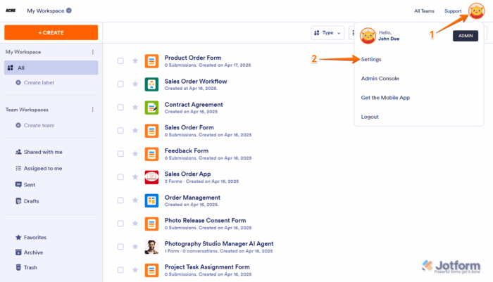 How to Share Forms With Other Users in Jotform Enterprise