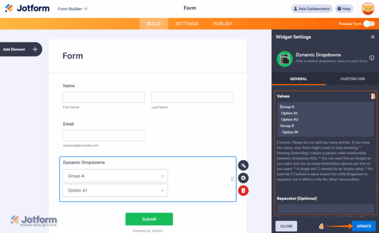 How To Configure The Dynamic Dropdowns Widget