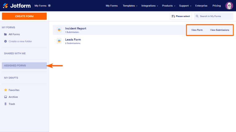 Accessing Forms Assigned to You