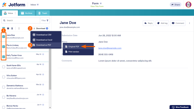 How to Download the Original PDF With Submission Data