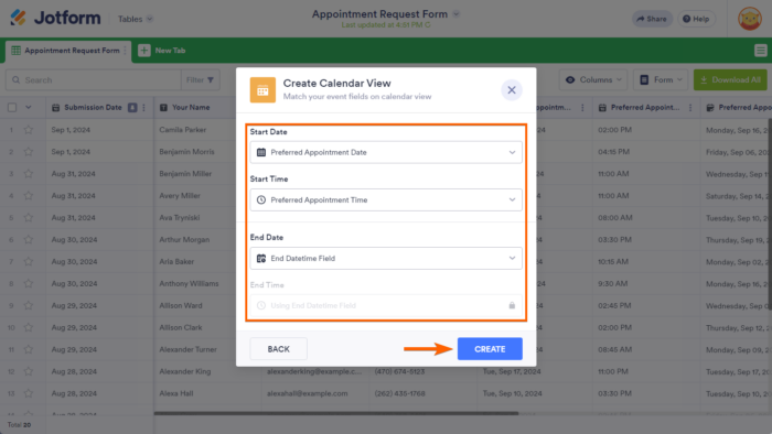 How to Add a Calendar View in Jotform Tables