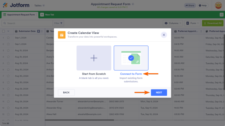How to Add a Calendar View in Jotform Tables