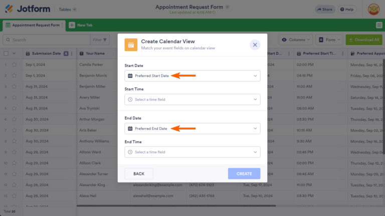 How to Add a Calendar View in Jotform Tables