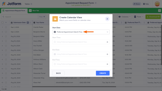 How to Add a Calendar View in Jotform Tables