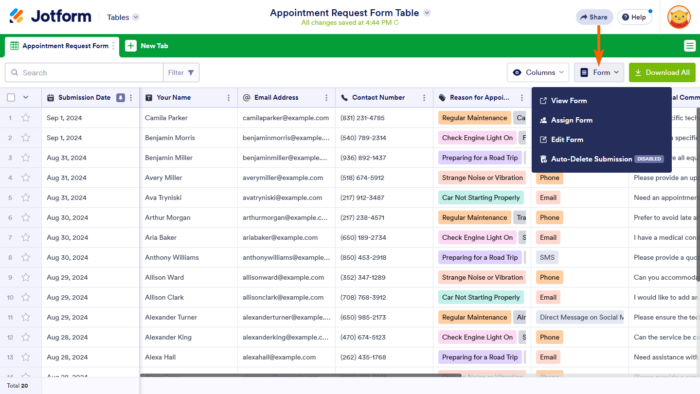 How to View, Assign and Edit Forms from Jotform Tables
