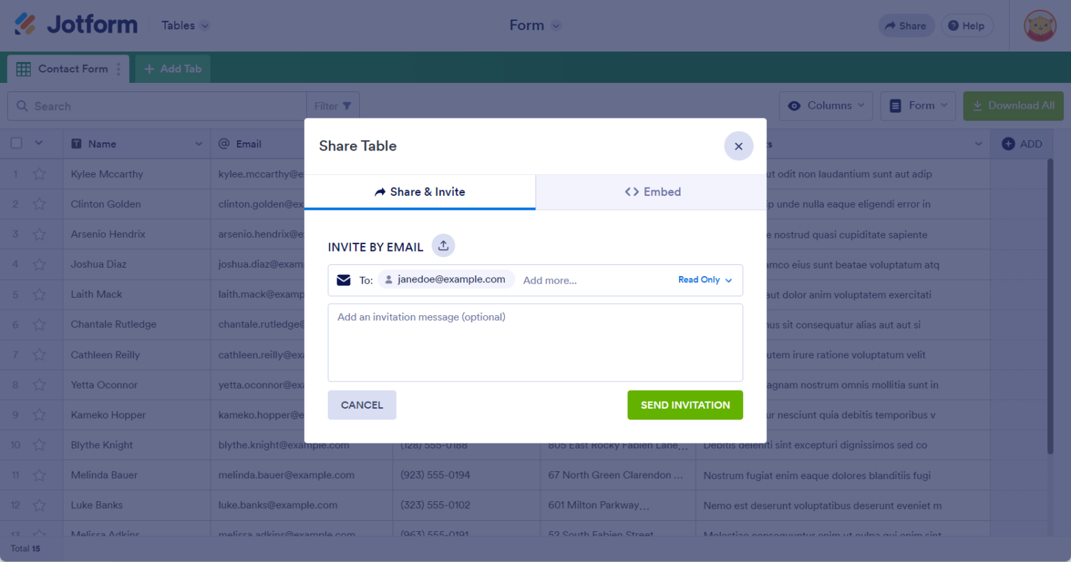 How to Share Your Submission Tables with Jotform Tables and Collaborate