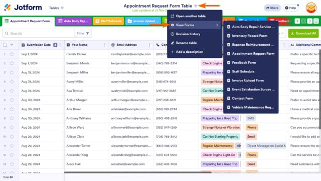 How to View, Assign and Edit Forms from Jotform Tables