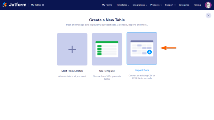 How to Import Data in Jotform Tables