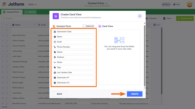 How to Add a Cards View in Jotform Tables