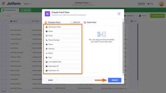 How to Add a Cards View in Jotform Tables