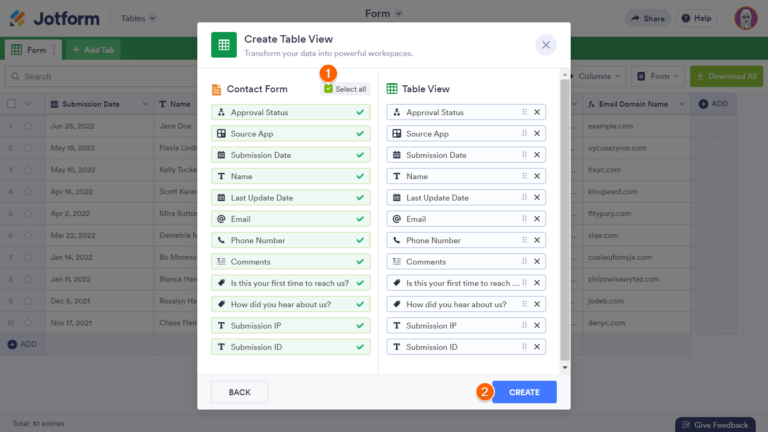 How to Get Data from Other Forms in Jotform Tables