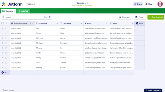 How to Import Data in Jotform Tables