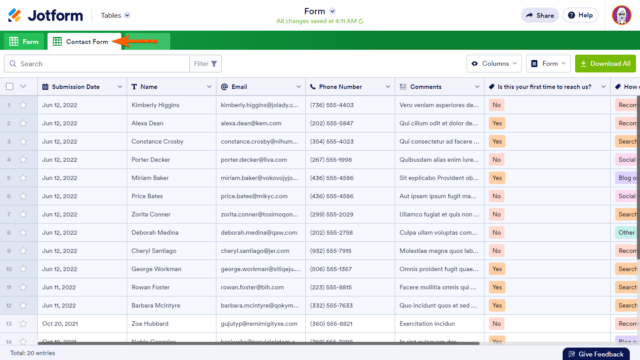 How to Get Data from Other Forms in Jotform Tables