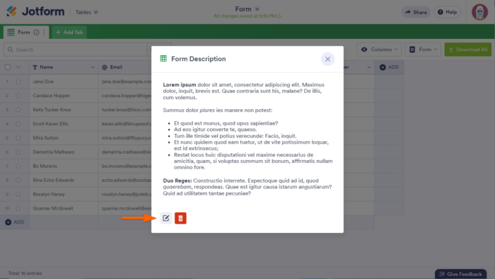How to Add Descriptions to Tabs and Columns in Jotform Tables