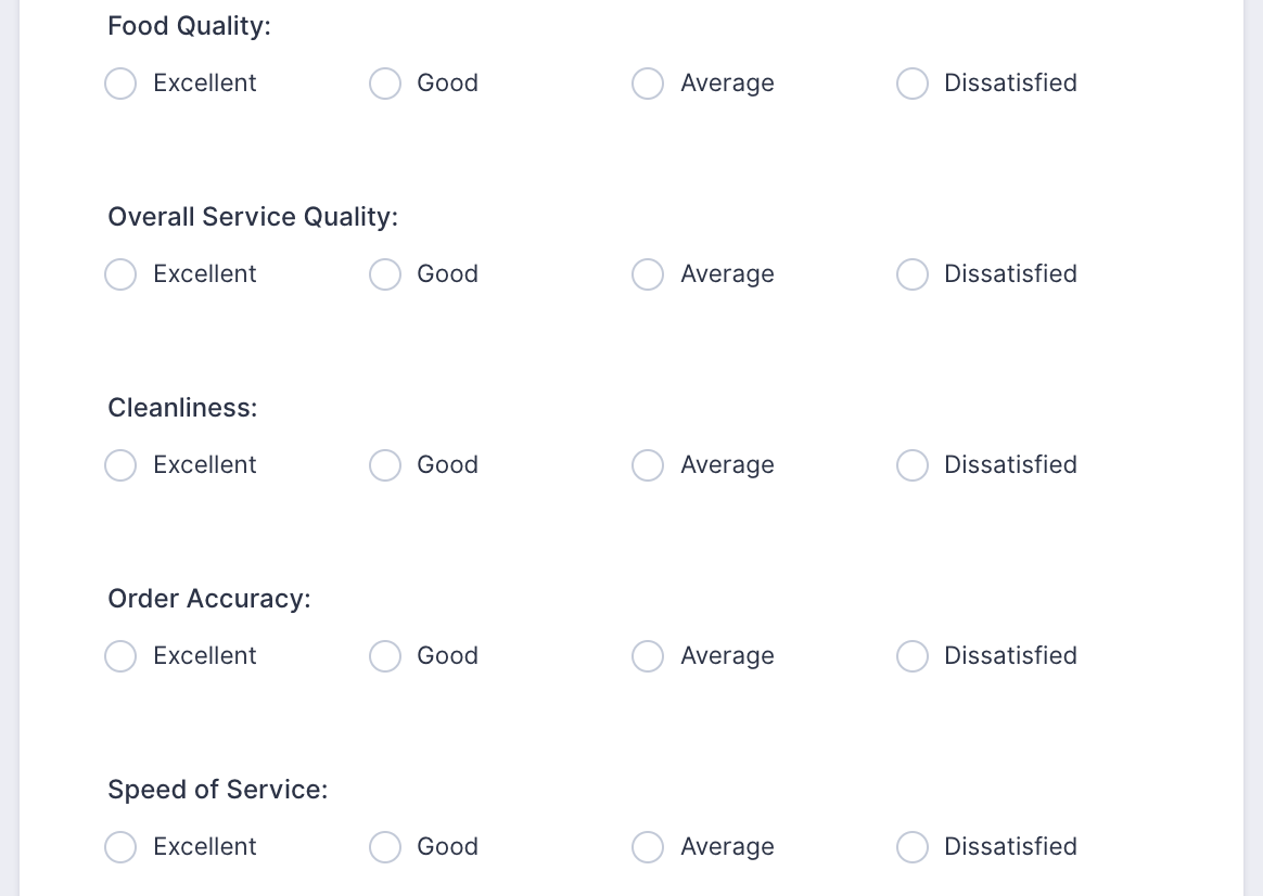 25 restaurant survey questions | The Jotform Blog