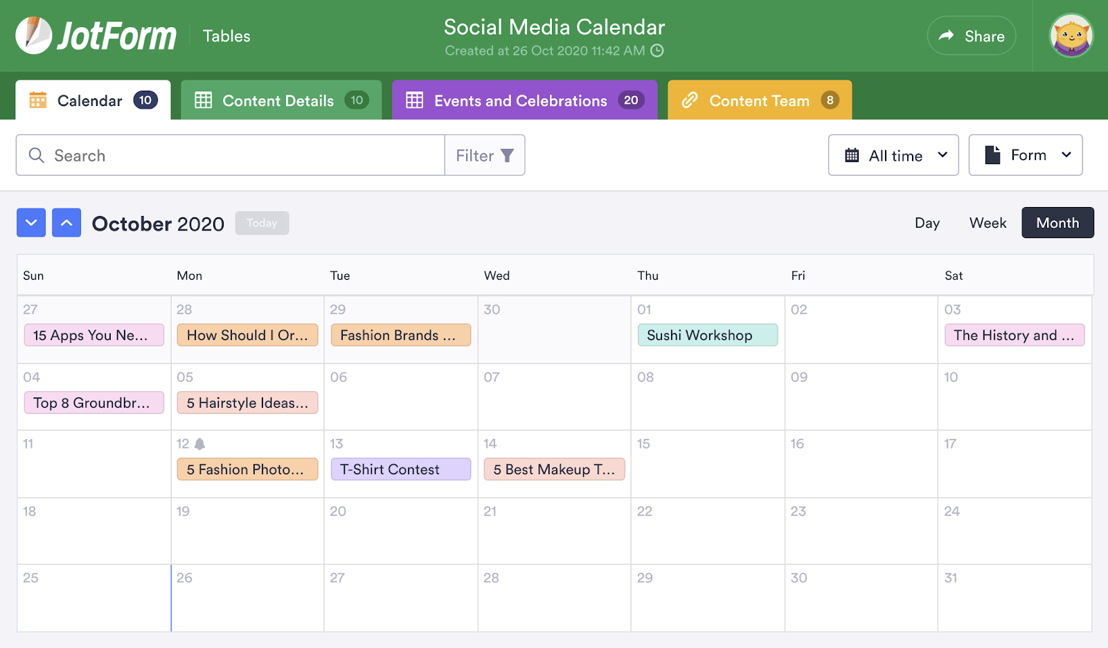 5 JotForm table templates for marketers | The JotForm Blog